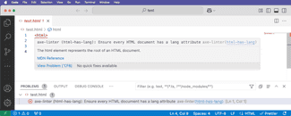 Using the axe Linter Extension for VS Code | Deque Docs